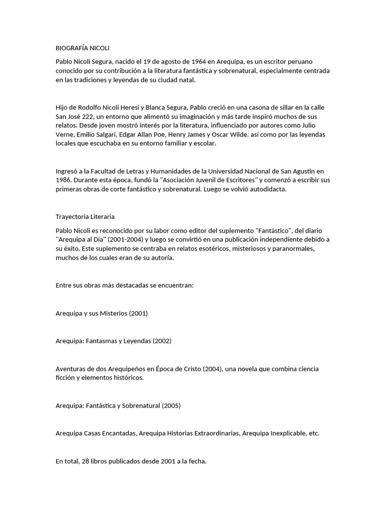 BIOGRAFÍA NICOLI | PDF | Fantasía | Edgar Allan Poe