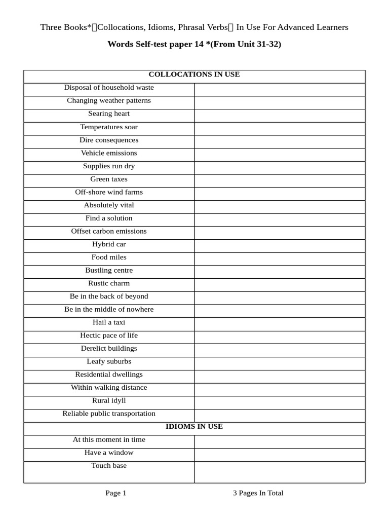 (Unit 31-32) Three Books In Use*(Collocations, Idioms and Phrasal Verbs ...
