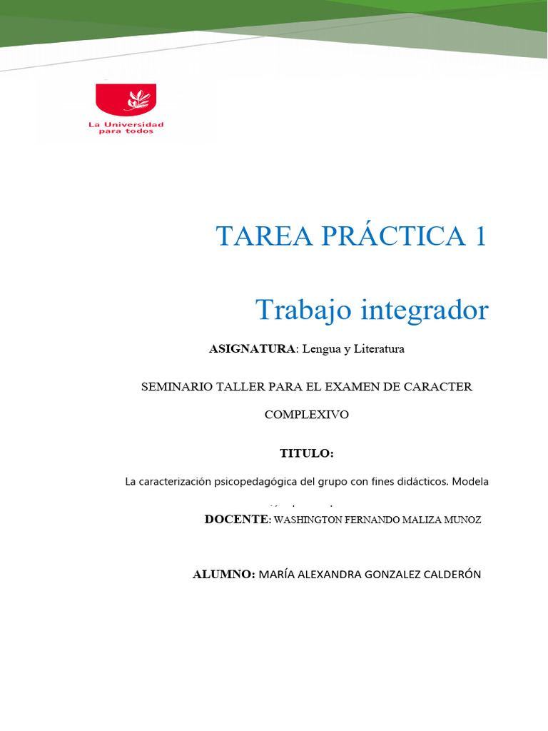 Tarea Integradora Caracterizacion Maria Gonzalez | PDF | Aprendizaje | Maestros