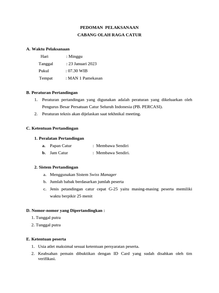 Juknis Catur | PDF