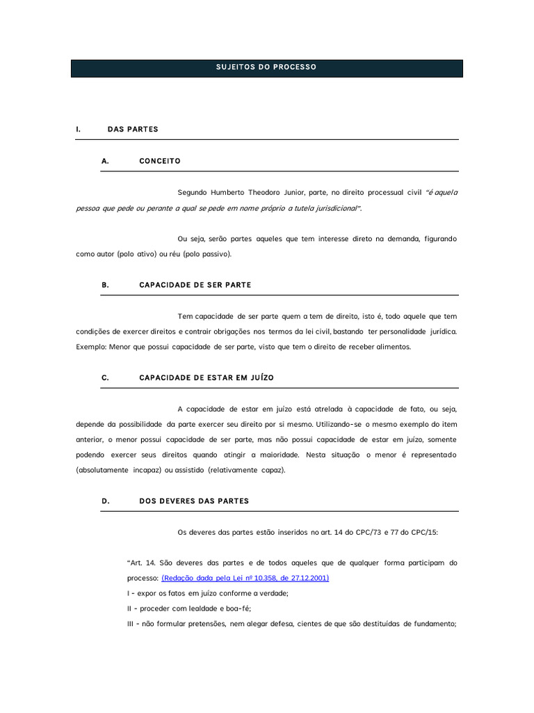 AULA 02 - Sujeitos Do Processo | PDF | Litisconsórcio | Procedimento jurídico