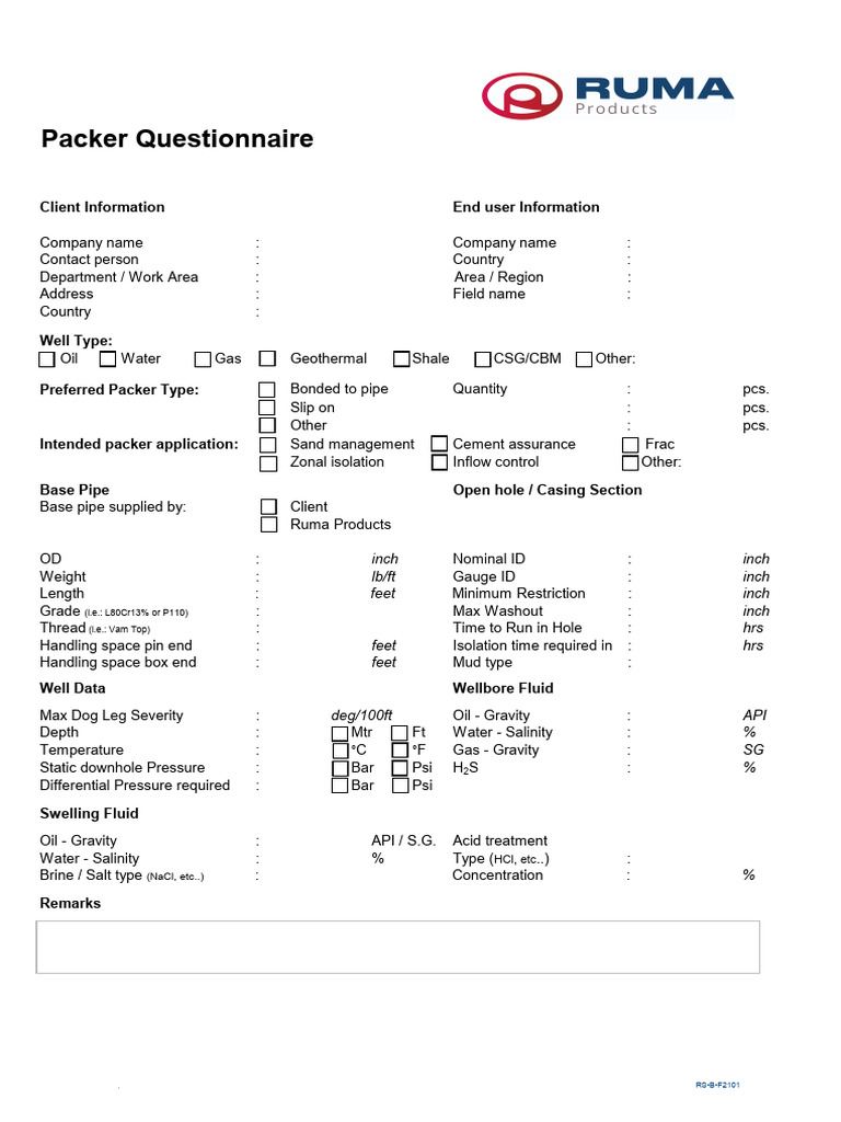 RS B F2101 Questionnaire 2023EN | PDF | Pipe (Fluid Conveyance) | Pressure