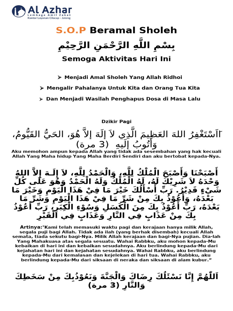 Doa Pagi di LAZ Al Azhar Cilacap | PDF