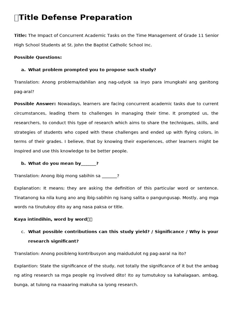 Title Defense Preparation 2 | PDF | Cognition | Learning