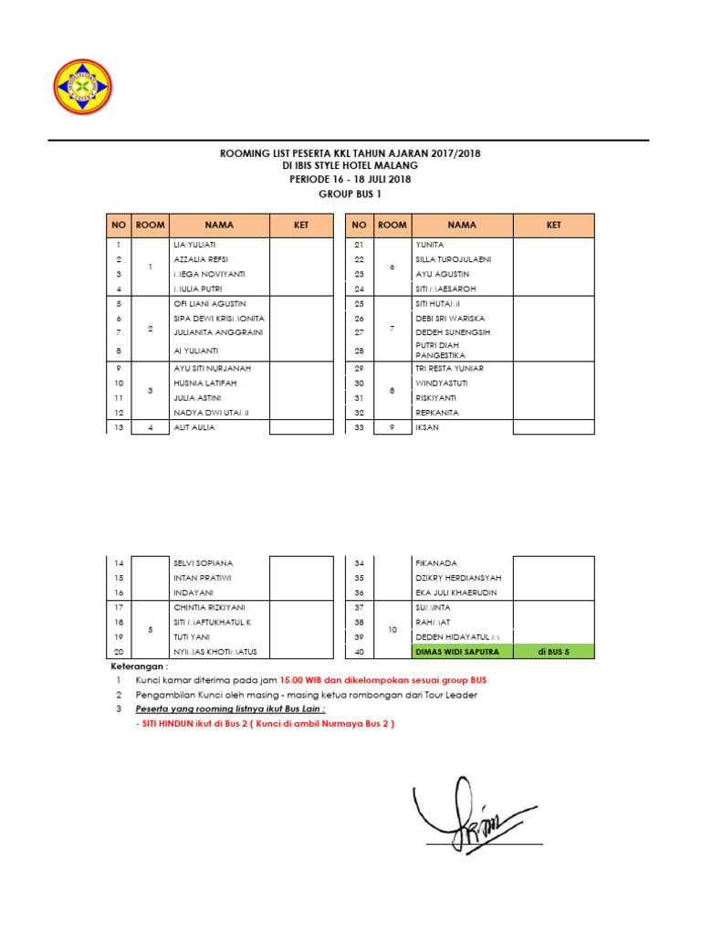 3 Rooming List Ibis Style Hotel | PDF
