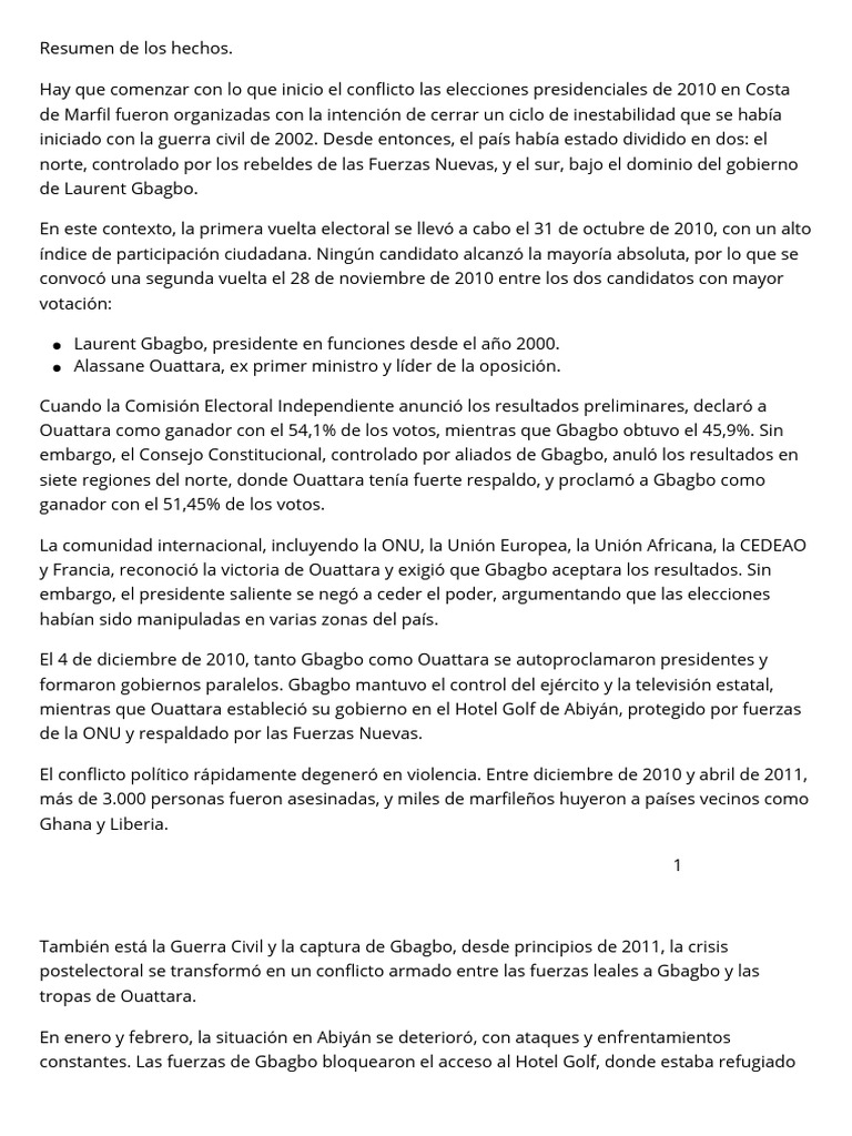 Resumen De Los Hechos Pdf Derecho Penal Internacional Crímenes