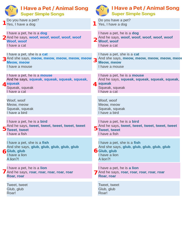 My Diverse Pets: Sounds and Species | PDF | Animals And Humans | Zoology