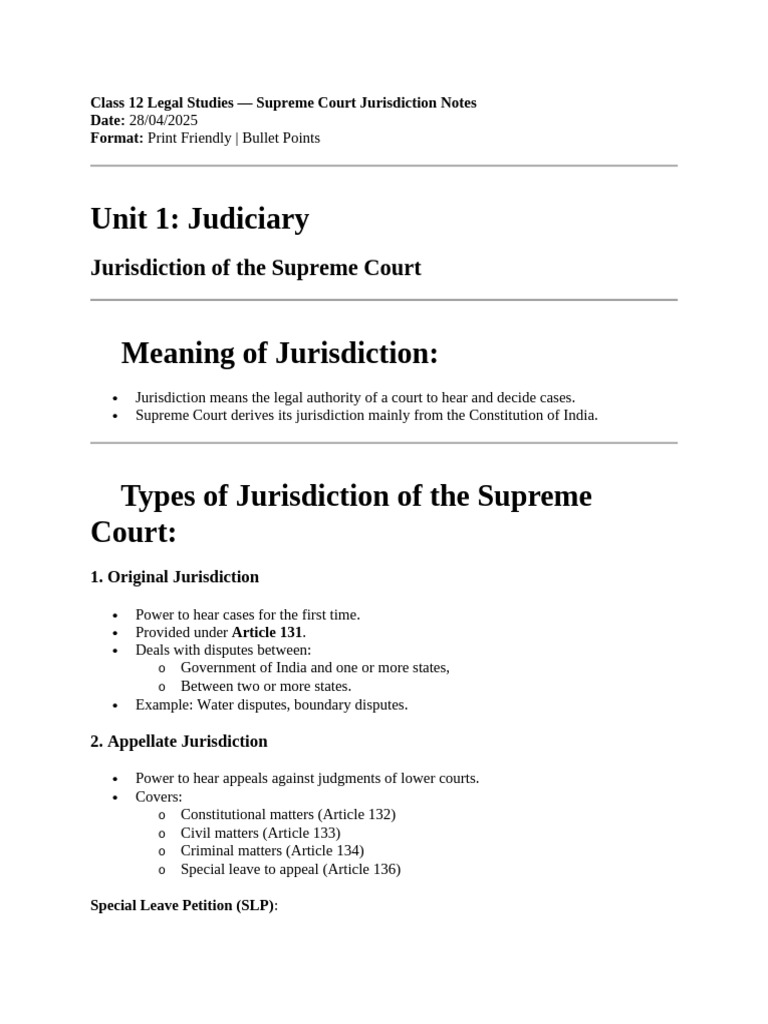 Class 12 Legal Studies 2 | PDF | Appeal | Jurisdiction