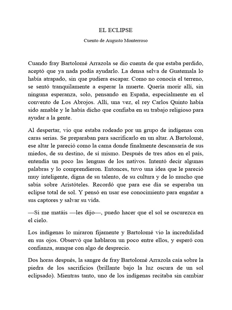 El Eclipse - Augusto Monterroso | PDF