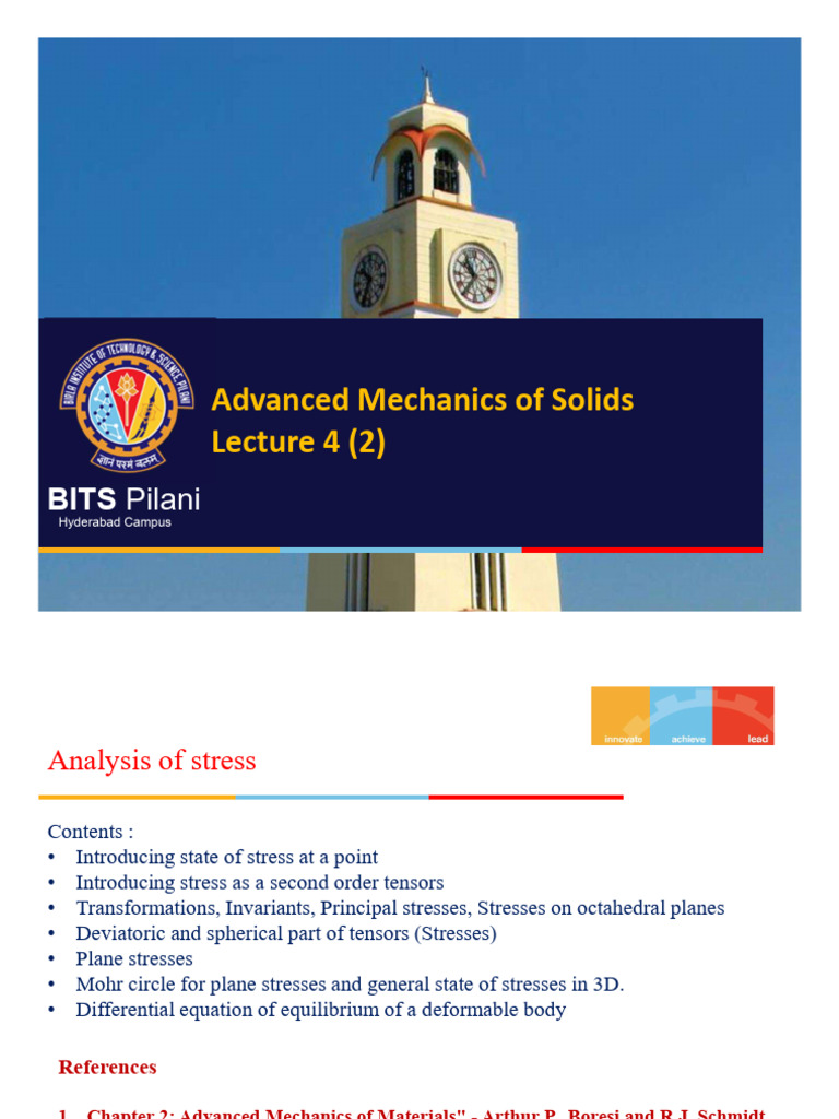 Advanced Mechanics of Solids: Stress Analysis | PDF | Stress (Mechanics ...