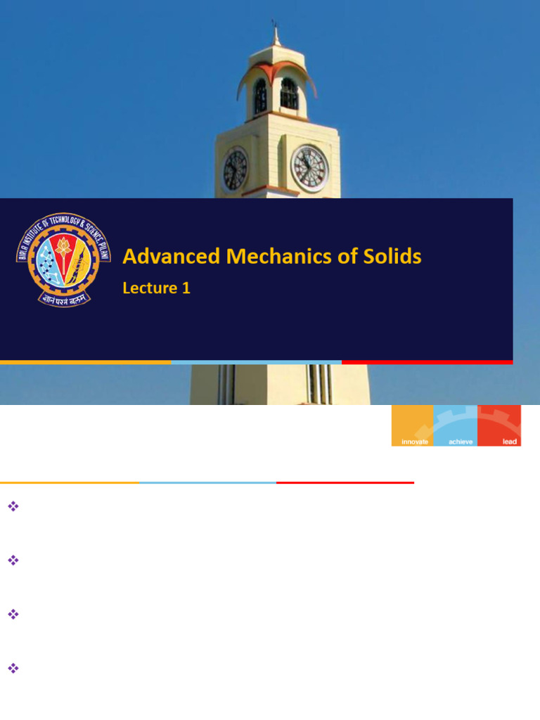 Lecture 1 ME F218 Review of First Course On Solid Mechanics | PDF | Deformation (Engineering ...