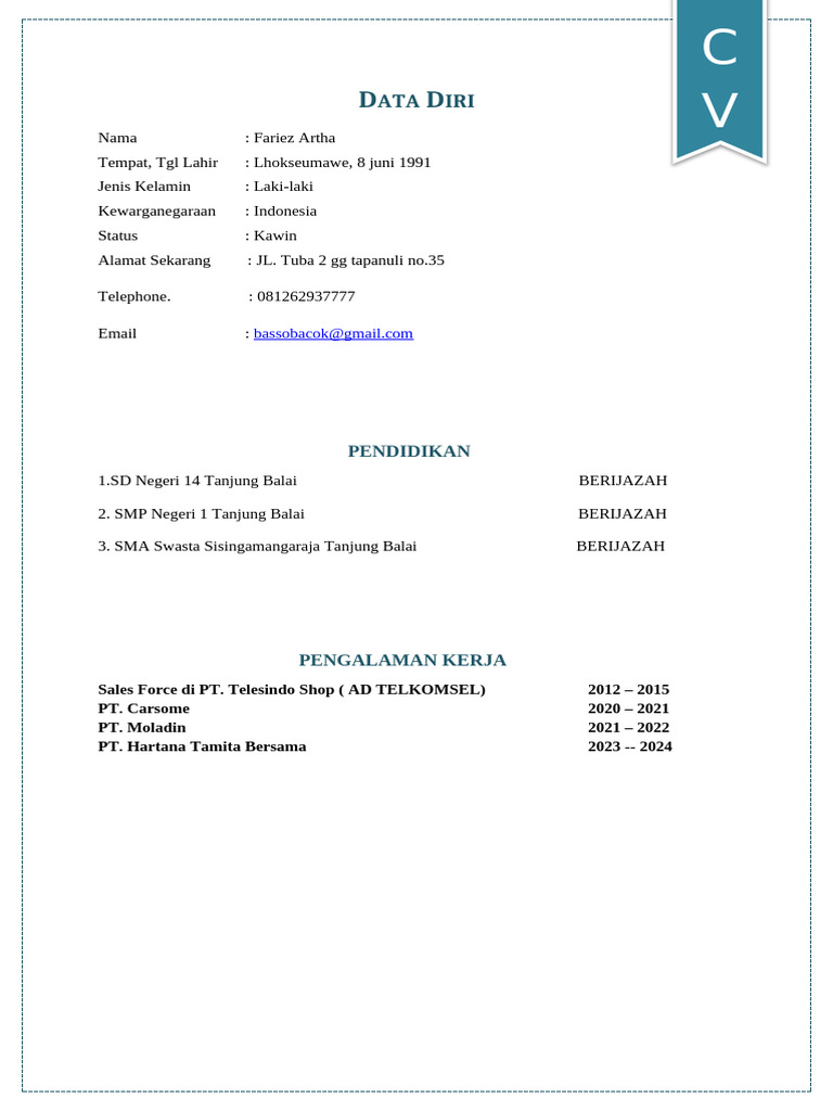 2.CV Fariez Artha | PDF