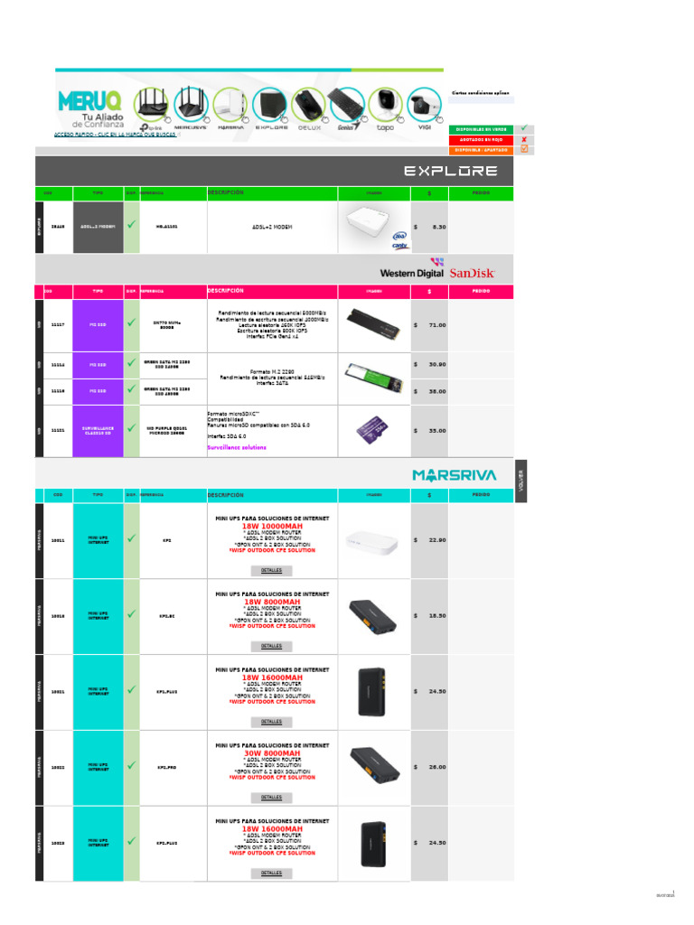 Lista de Precios Meruq - Technology-11 | PDF | Unidad de estado sólido ...