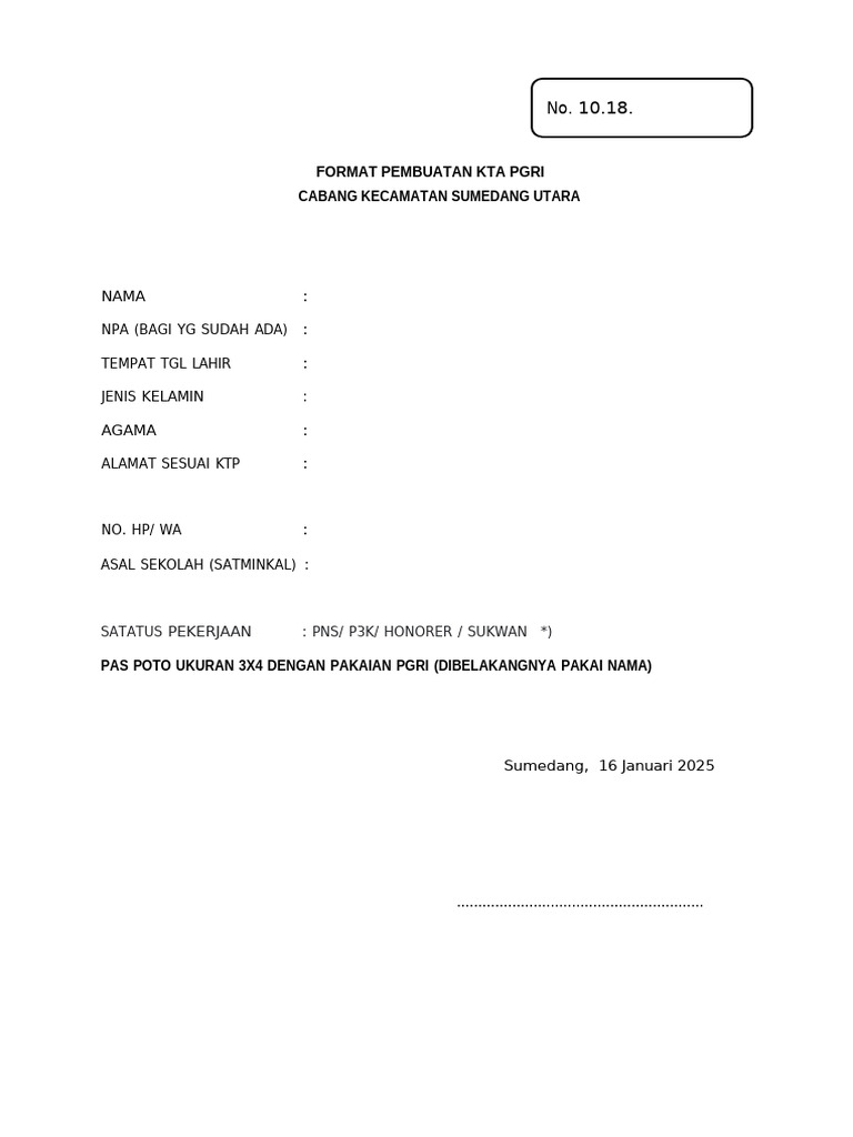 FORMAT PEMBUATAN KTA (1) | PDF