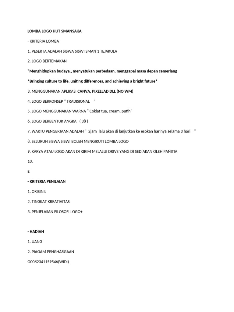 Lomba Logo Hut Smansaka | PDF