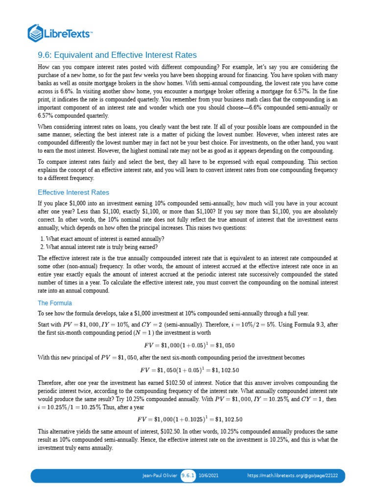 Effective Interest Rate Comparison Guide | PDF | Interest | Compound ...
