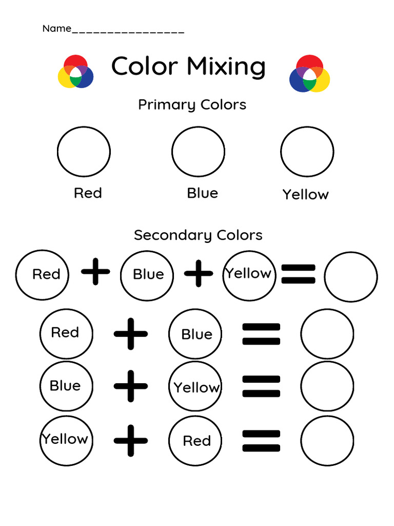 Art Color Mixing Primary and Secondary Color Worksheet | PDF