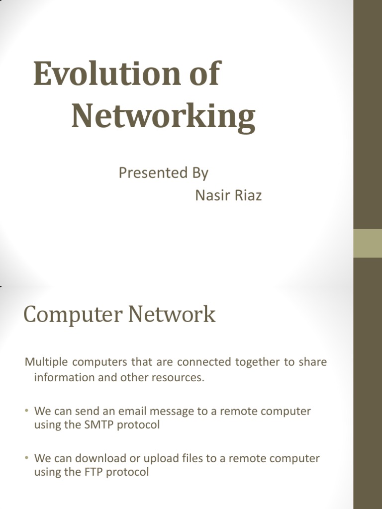 Evolution of Networking: Presented by Nasir Riaz | PDF | Computer ...