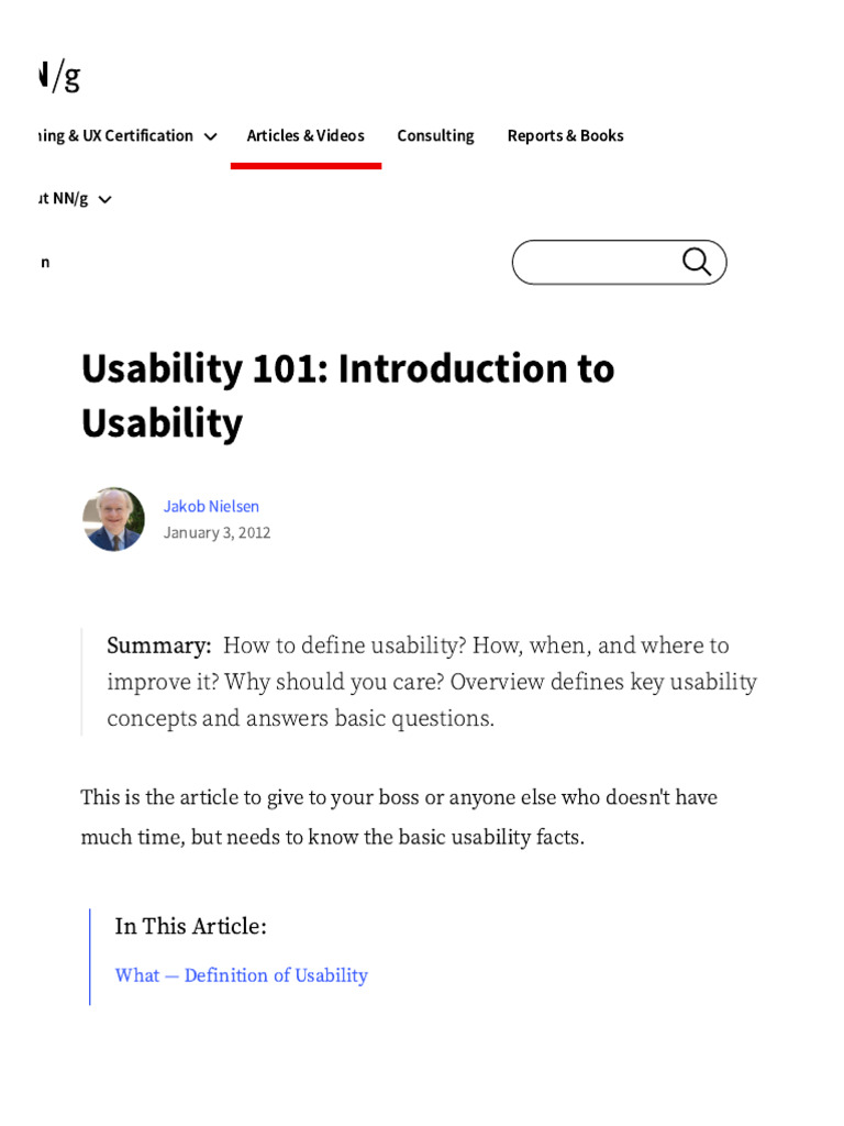 Usability 101 - Introduction To Usability | PDF | Usability | Human–Computer Interaction