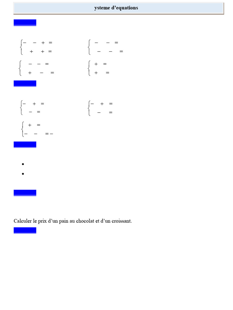 Systèmes d'équations : Exercices pratiques | PDF | Équations ...