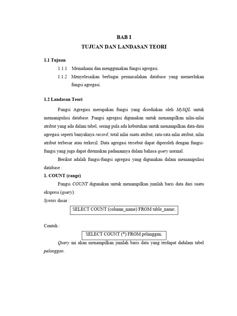 Panduan Fungsi Agregasi MySQL | PDF