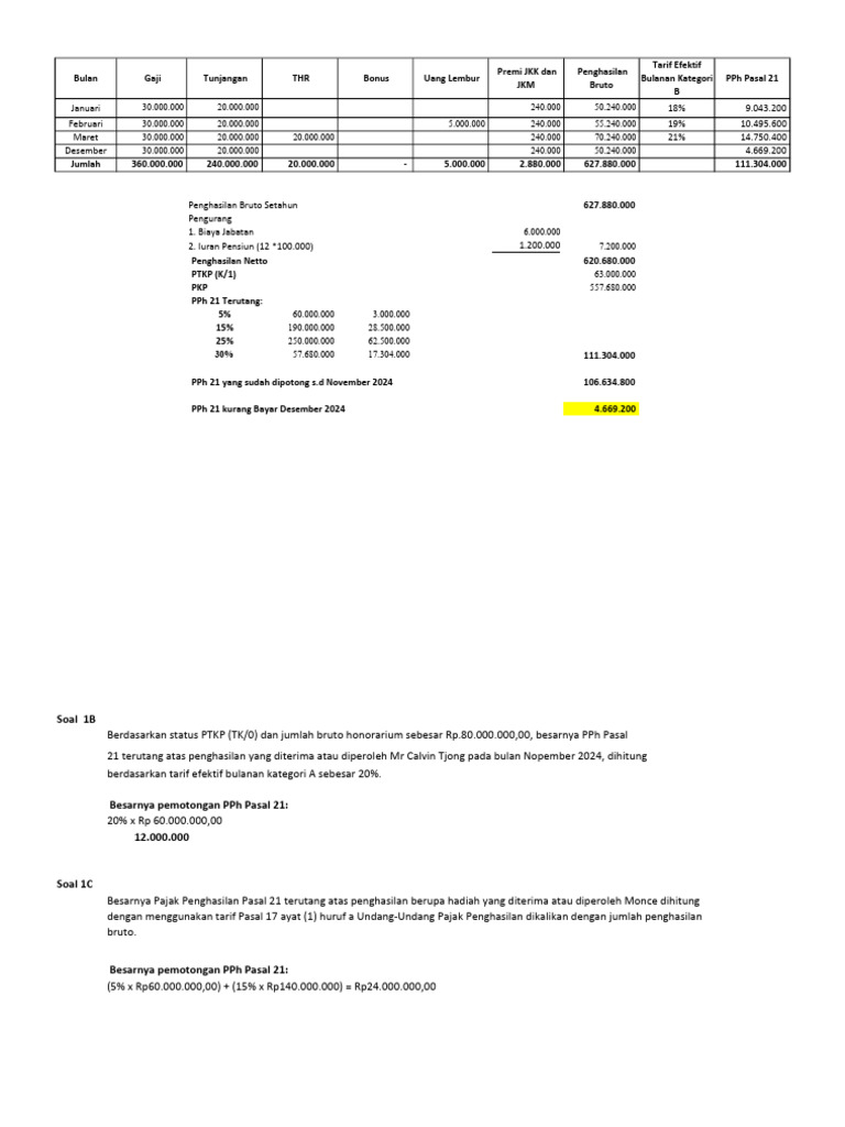 Jawaban Quiz UTS Perpajakan II Sem Genap 2024-2025 | PDF