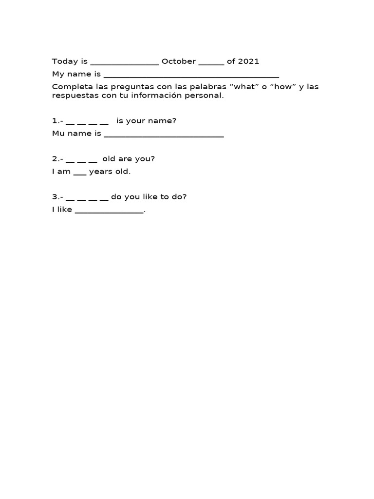 What Is Tour Name Worksheet Week 6 | PDF