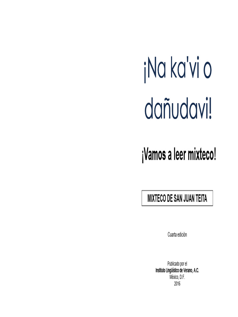 XTJ 12660 Vamos A Leer Mixteco 16 002 | PDF | Mesoamérica | Lingüística