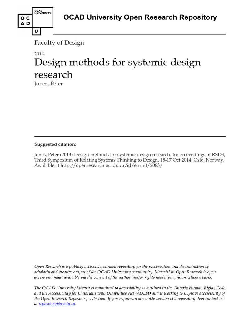 Jones SystemicDesignResearchMethods 2014 | PDF | System | Methodology