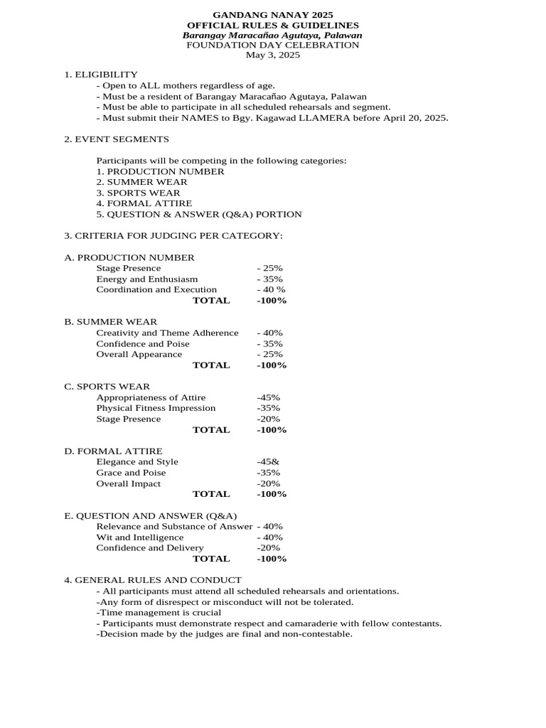 Gandang Nanay 2025 Guidelines | PDF