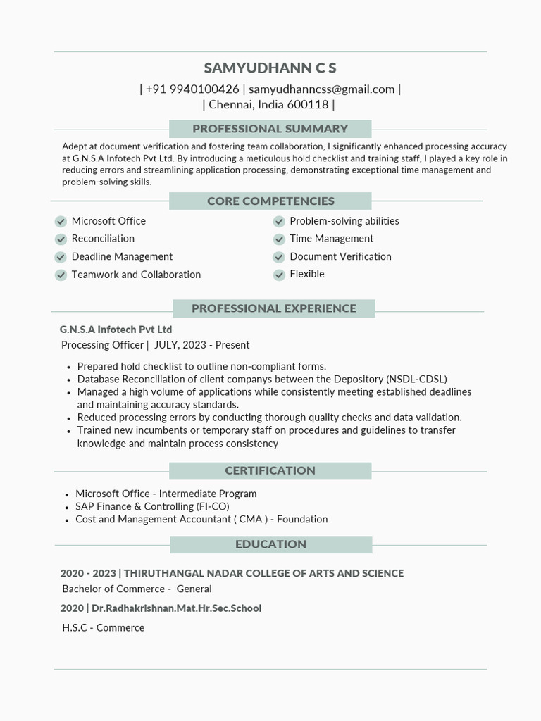 Samyudhann CS Resume | PDF