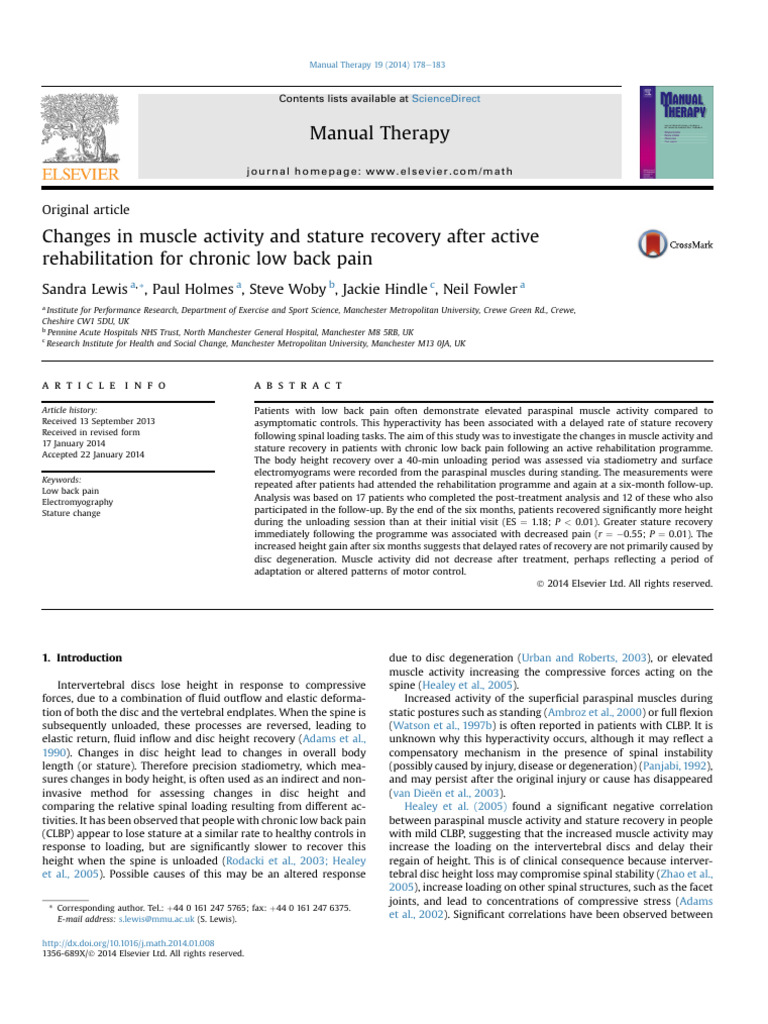 2014 Changes in muscle activity and stature recovery after active ...