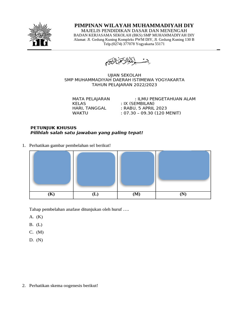 3.a. Soal USEK IPA 2023 | PDF