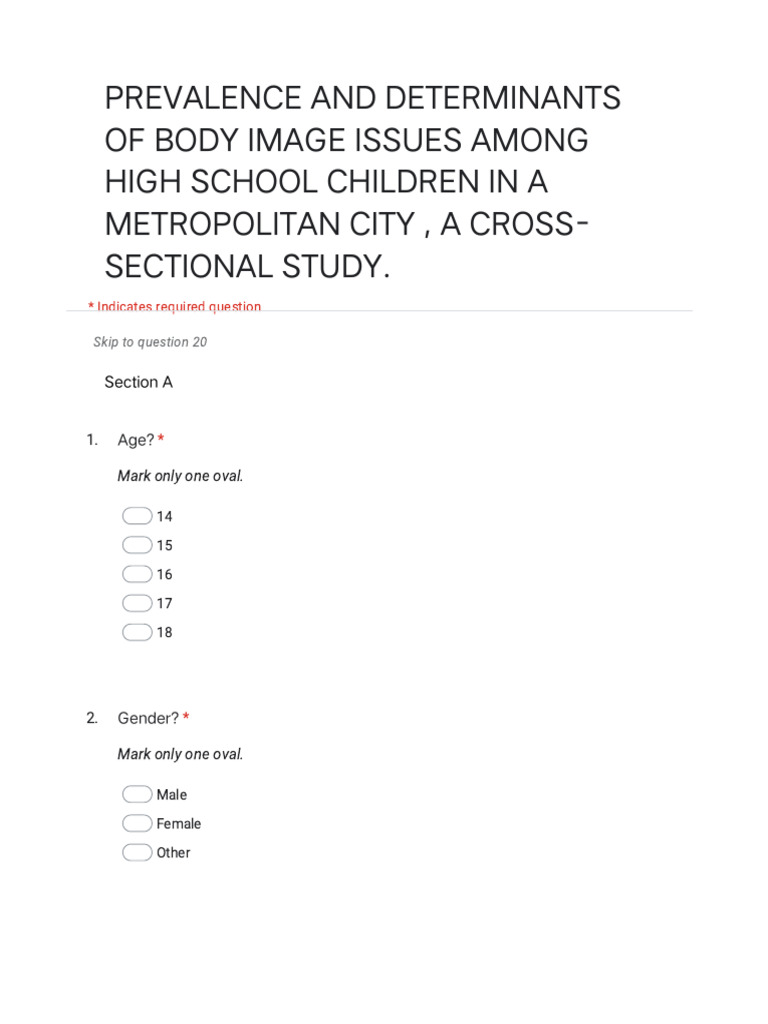 Prevalence and Determinants of Body Image Issues Among High School Children in A Metropolitan ...