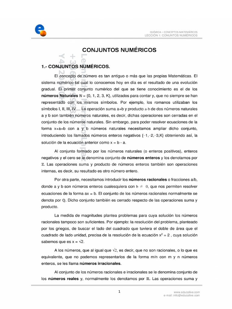 Conjuntos Numericos y Operaciones | PDF