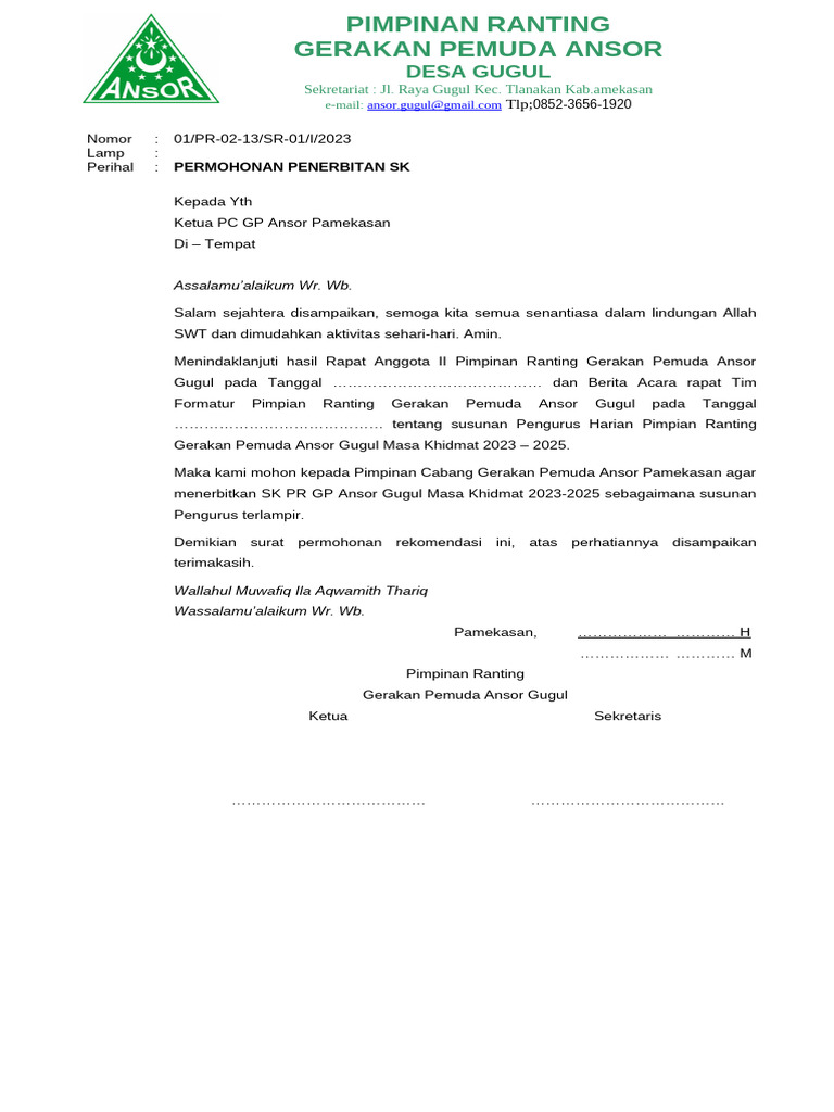 Berkas Permohonan SK PR 23 | PDF