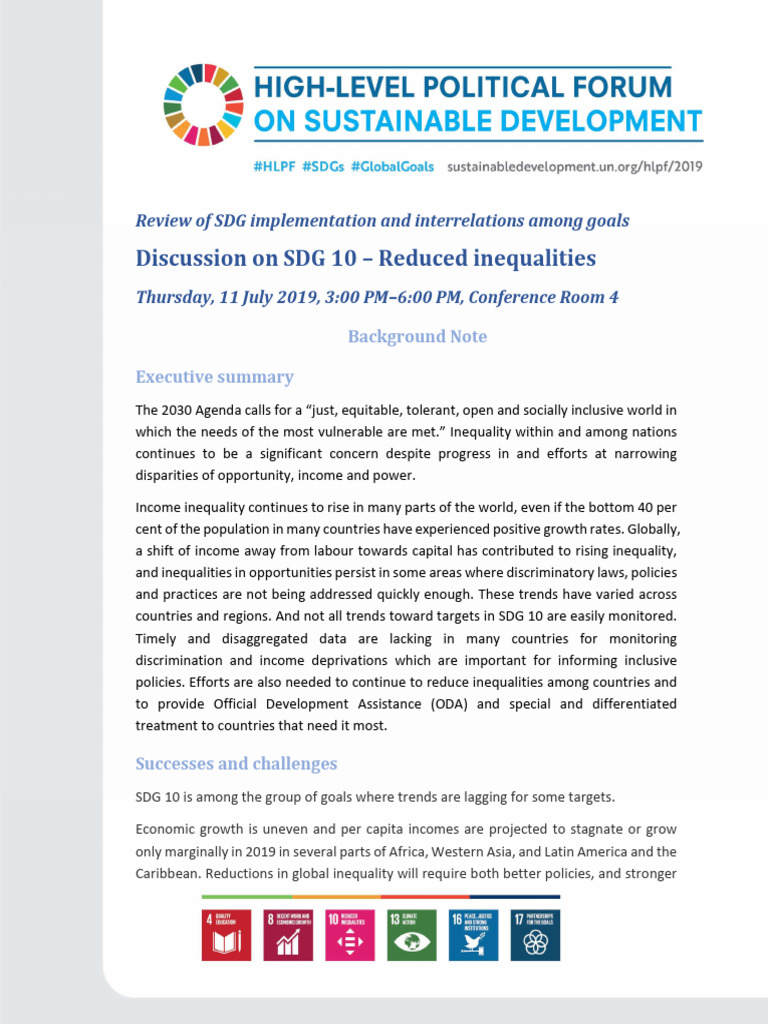 SDG 10: Strategies to Reduce Inequality | PDF | Economic Inequality ...