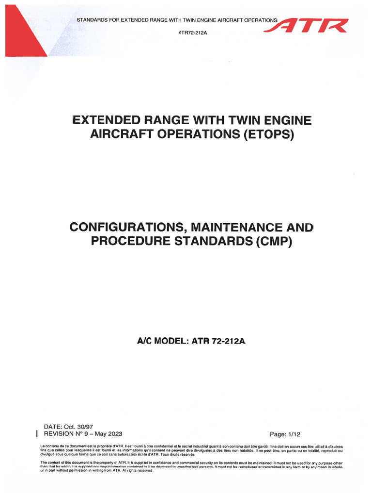 CMP Etops - Atr72-212a Rev 9 | PDF | Aerospace | Aviation