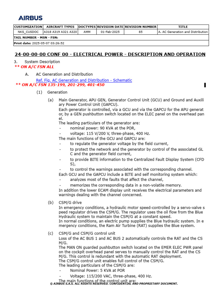 NKS - CUSDOC - A318 - A319 - A320 - A321 - AMM - 01-Feb-2025 - A. AC Generation and Distribution ...