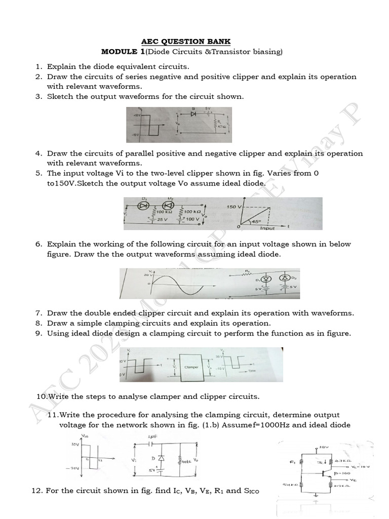 Aec Question Bank 2022 Scheme | PDF | Amplifier | Electronic Oscillator