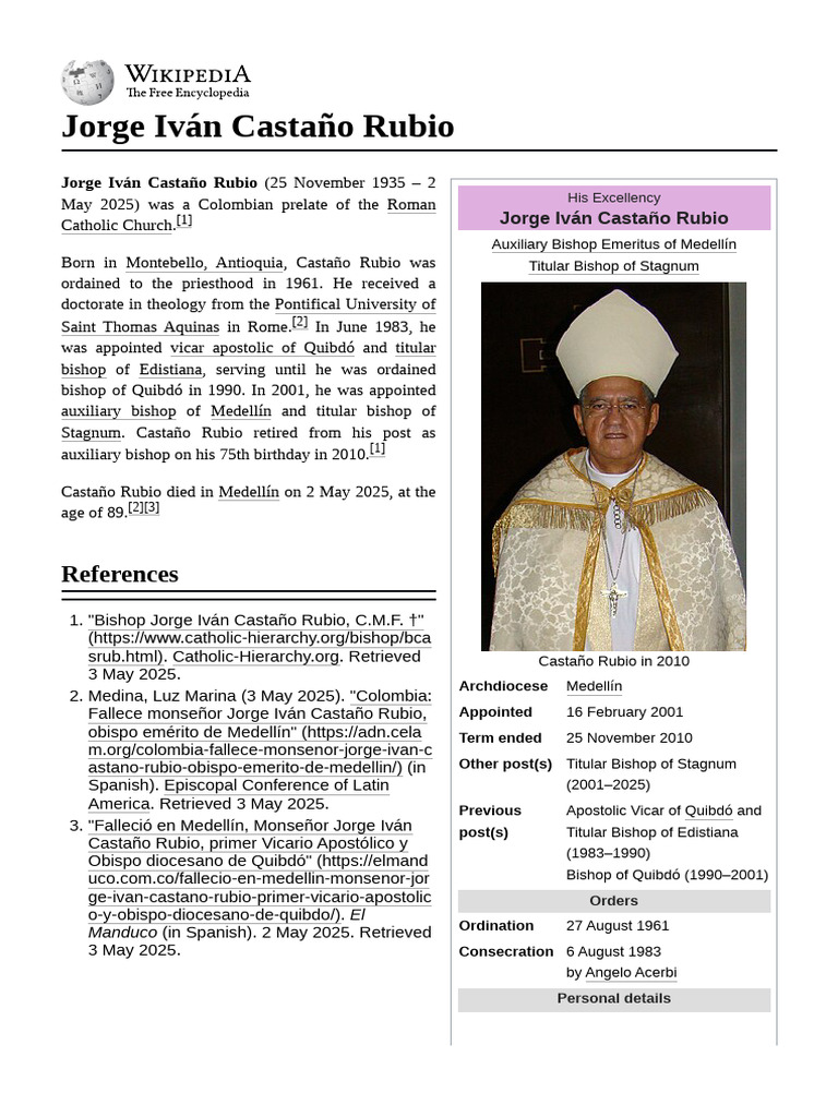 Jorge Iván Castaño Rubio | PDF | Bishop | Catholic Theology And Doctrine