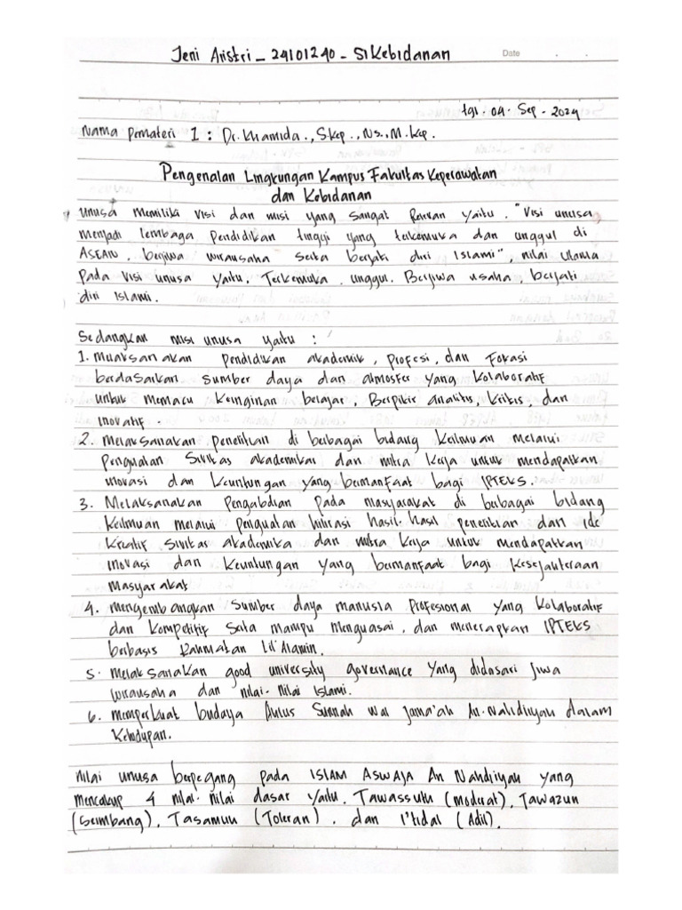 Resume Materi PKKMBFKK - Jeni Alistri - Prodi S1 Kebidanan - 24101240 | PDF