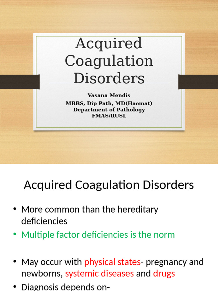 Acquired Coagulation Disorders | PDF | Coagulation | Bleeding