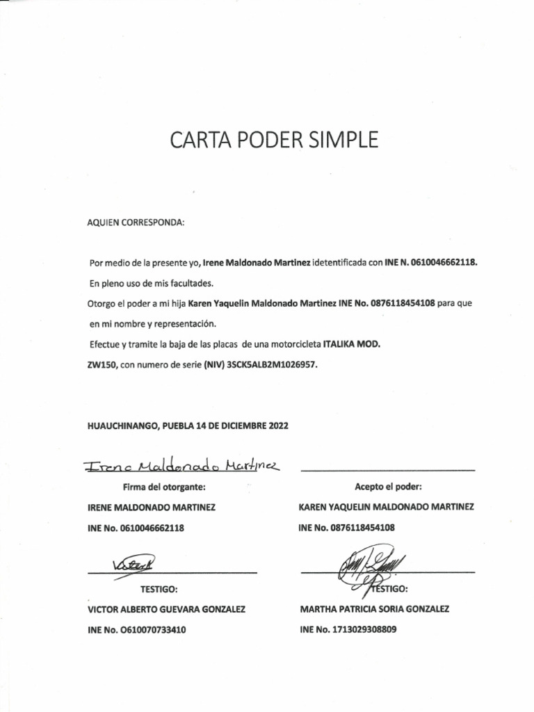 Carta Poder 1 | PDF