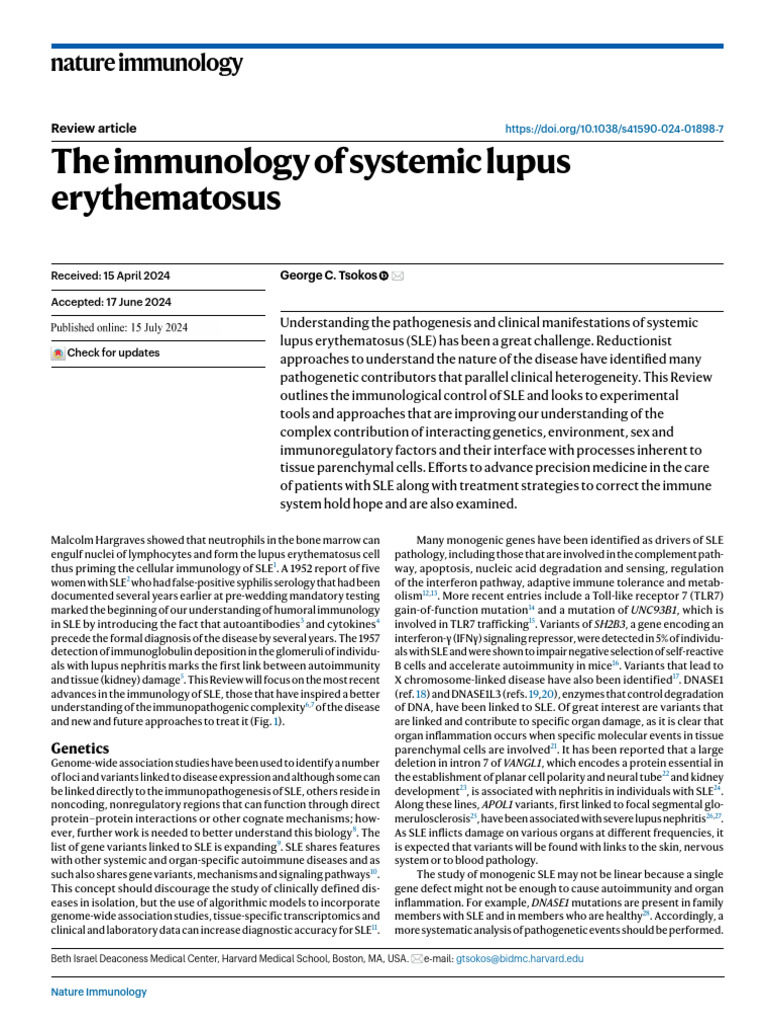 La Inmunología Del Lupus Eritematoso Sistémico - 2024 | PDF | T Cell ...
