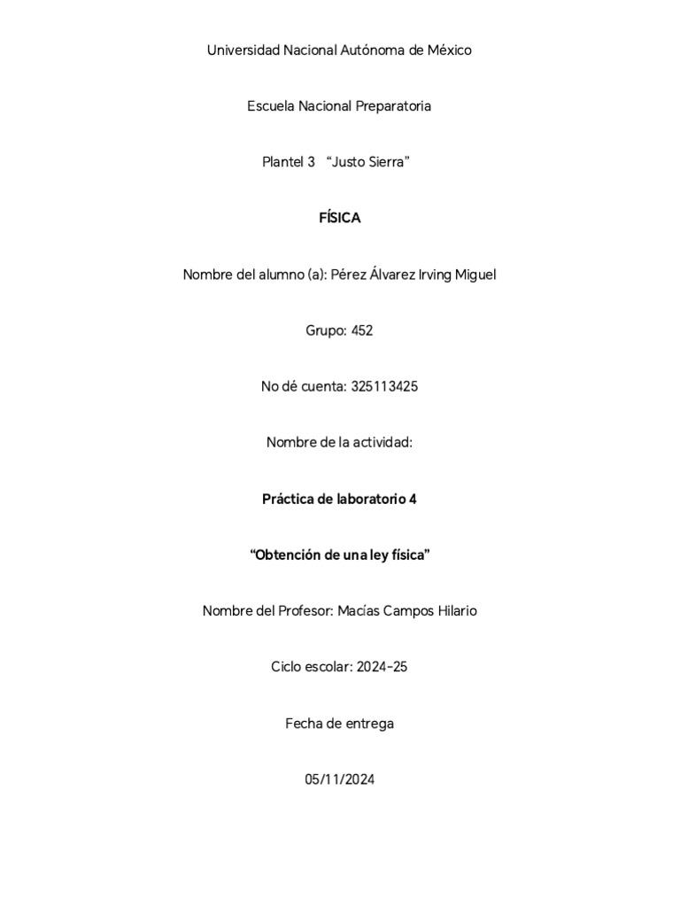 Práctica 4. | PDF | Elasticidad (Física) | Fuerza