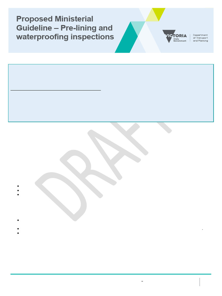 Consultation Draft Proposed Minsiterial Guideline Pre Lining and ...