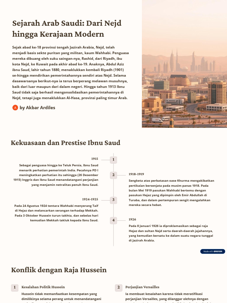 Sejarah Arab Saudi Dari Nejd Hingga Kerajaan Modern | PDF