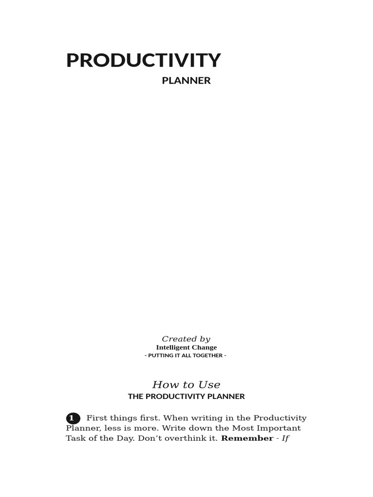 Productivity-Planner 2018 1 Week | PDF