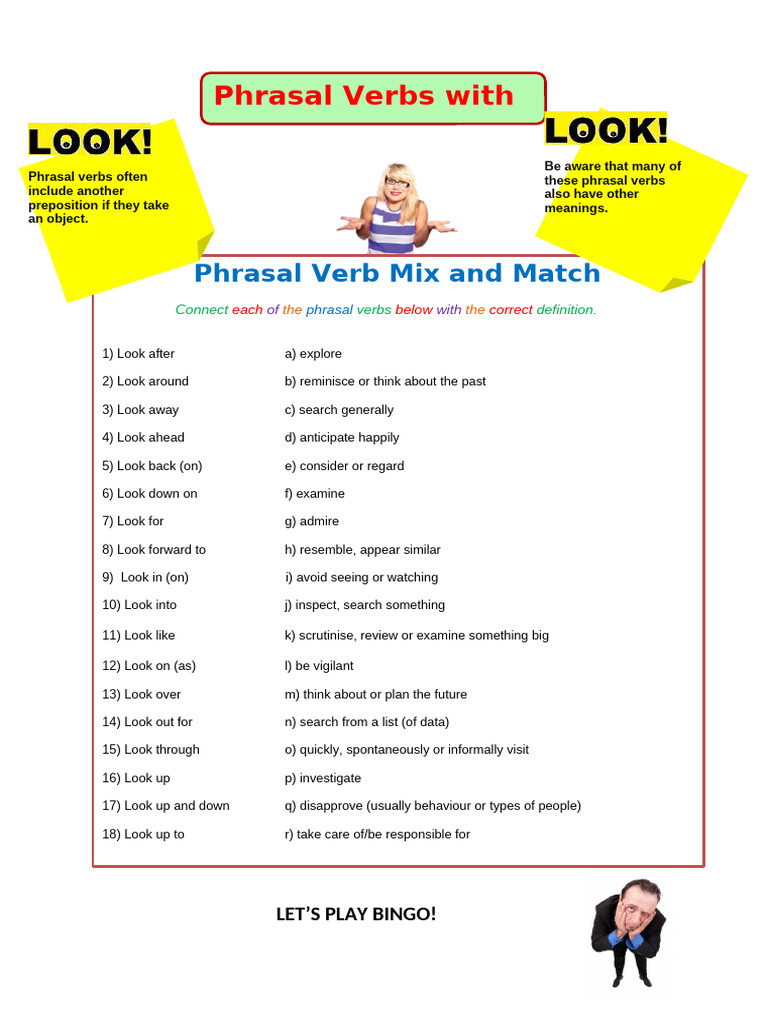 Phrasal Verbs With Look CLT Communicative Language Teaching Resources ...